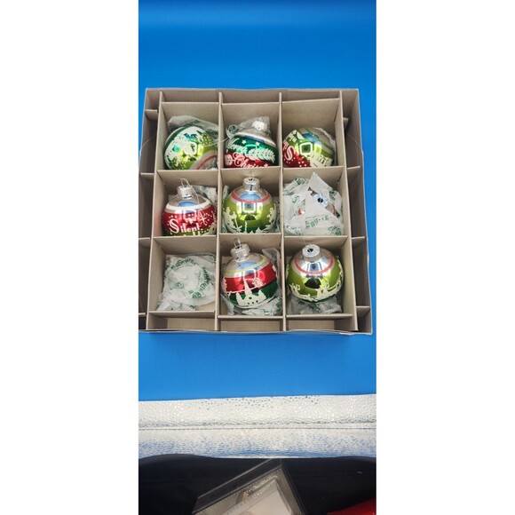 Holiday | Shiny Brite Lot 8 Christmas Ornaments Stenciled Flocked ...
